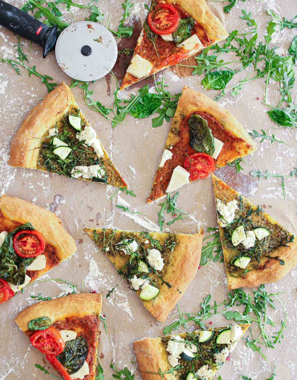 Homemade Half and Half Artisan Pizza - Basil Food Journal