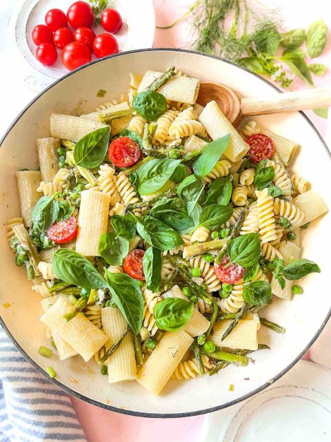 Vegan Pasta Primavera Recipe - Basil Food Journal
