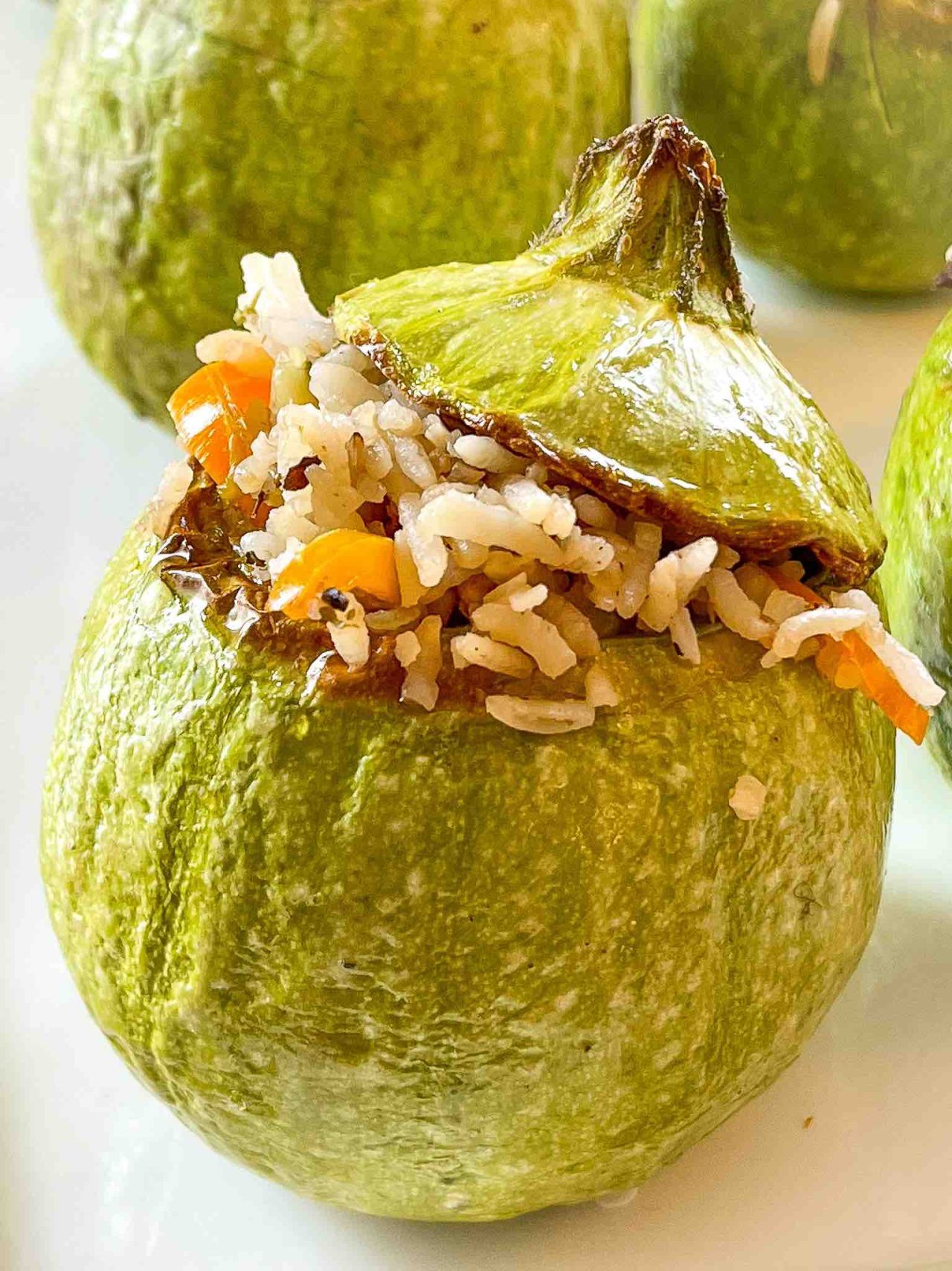 Cue Ball Squash Stuffed with Rice Recipe - Basil Food Journal